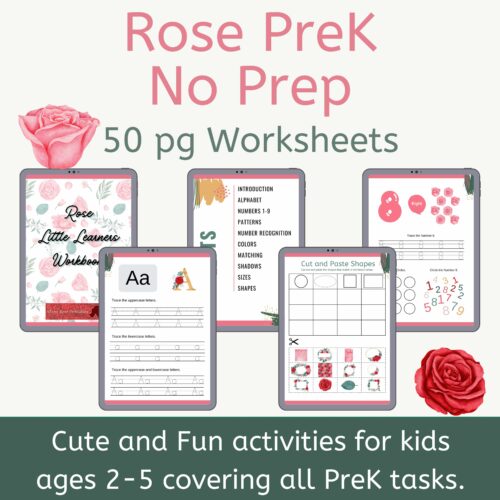 Rose PreK No Prep Morning Work Worksheets with Red and Pink Roses ...