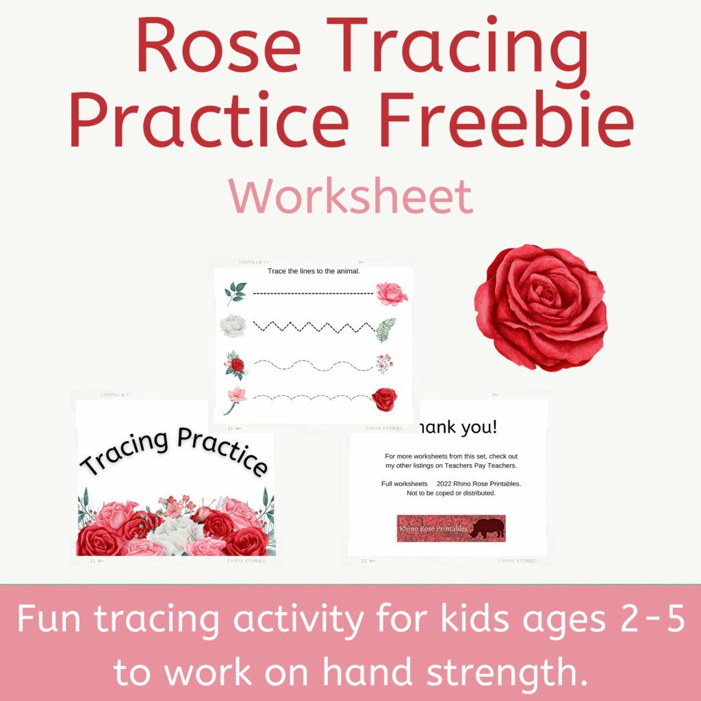 Rose Tracing Practice PreK Worksheet No Prep Freebie | Made By Teachers