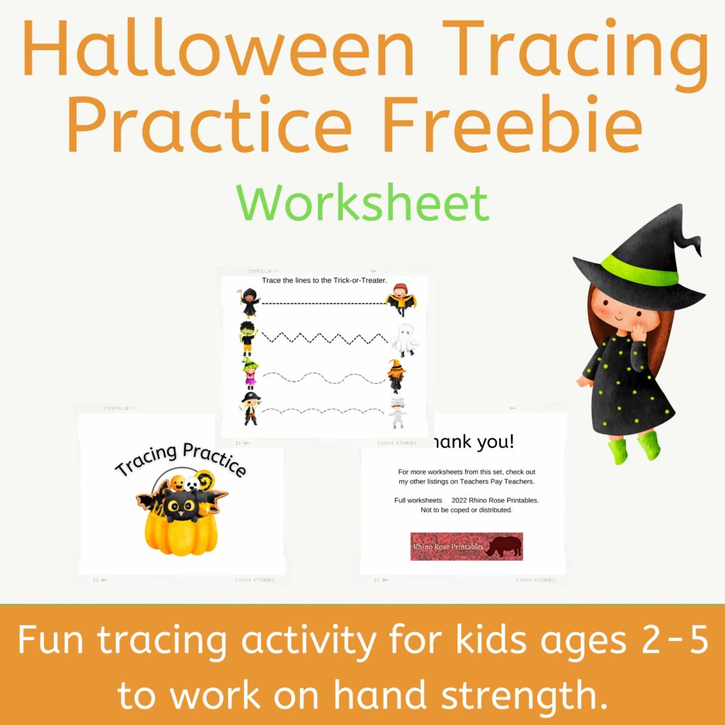 Halloween Tracing Practice PreK Worksheet No Prep Freebie | Made By ...