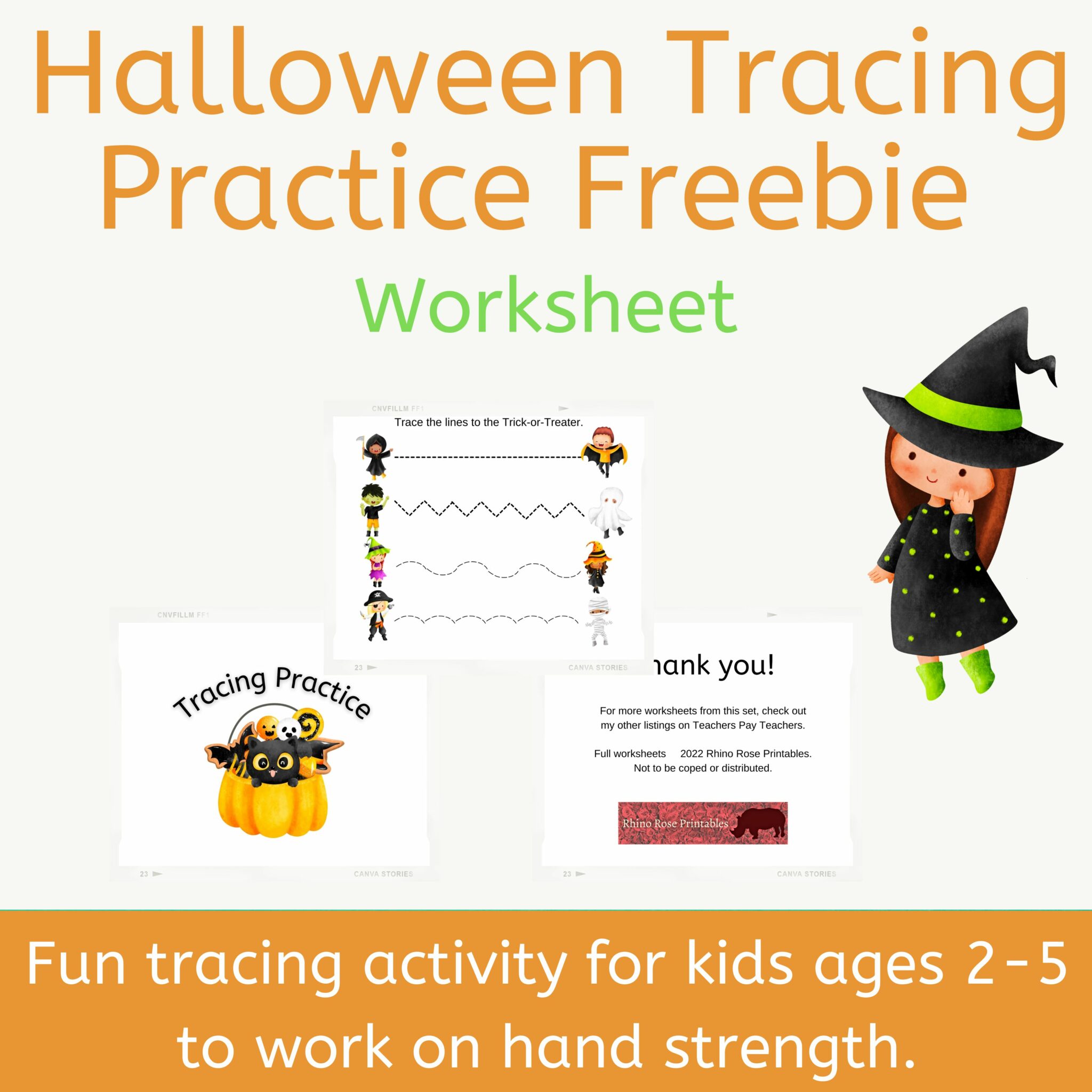 Halloween Tracing Practice PreK Worksheet No Prep Freebie | Made By ...