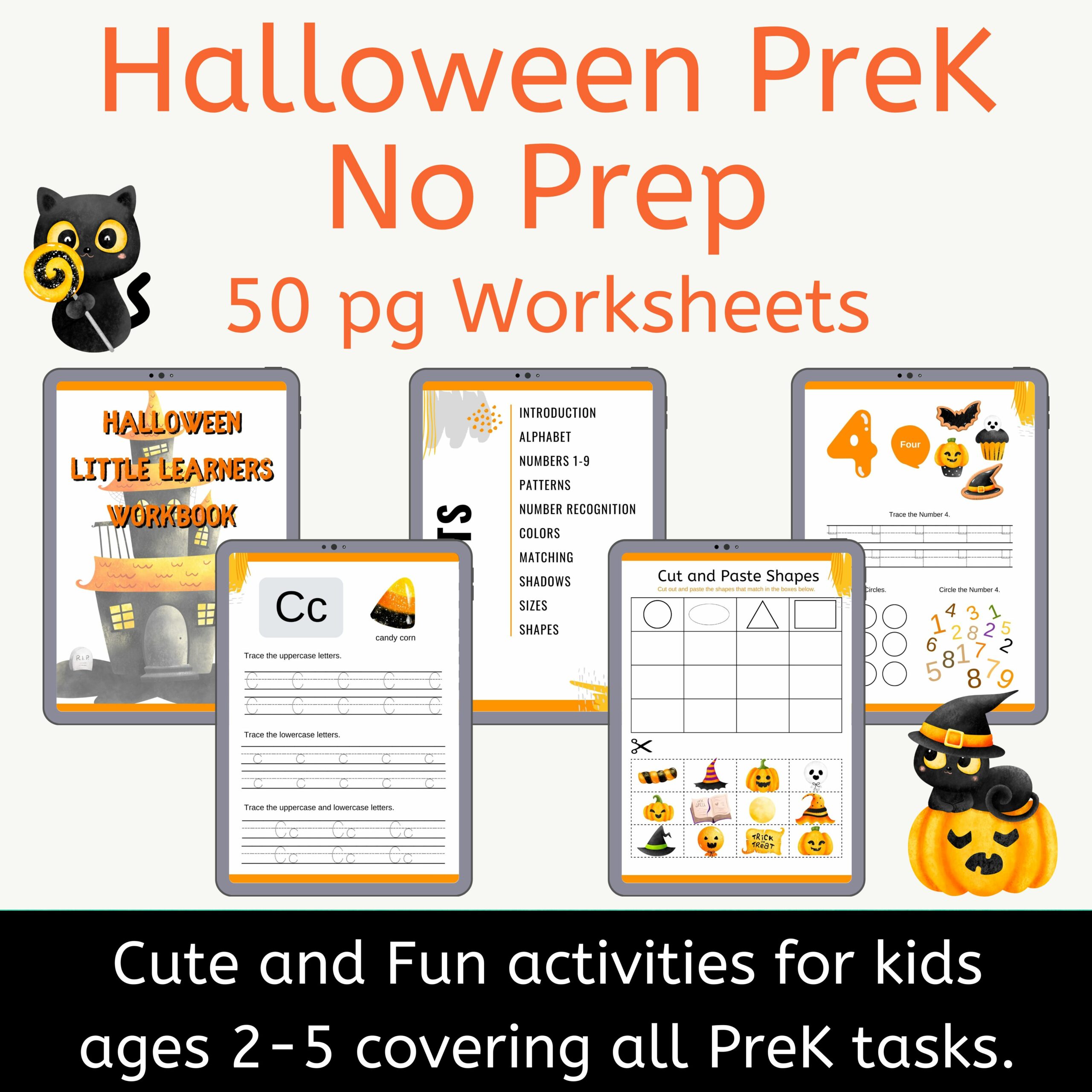 Halloween PreK No Prep Morning Work Worksheets with Witches and Jack-o ...