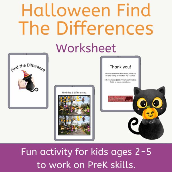 Halloween Find the Difference PreK Worksheet No Prep | Made By Teachers
