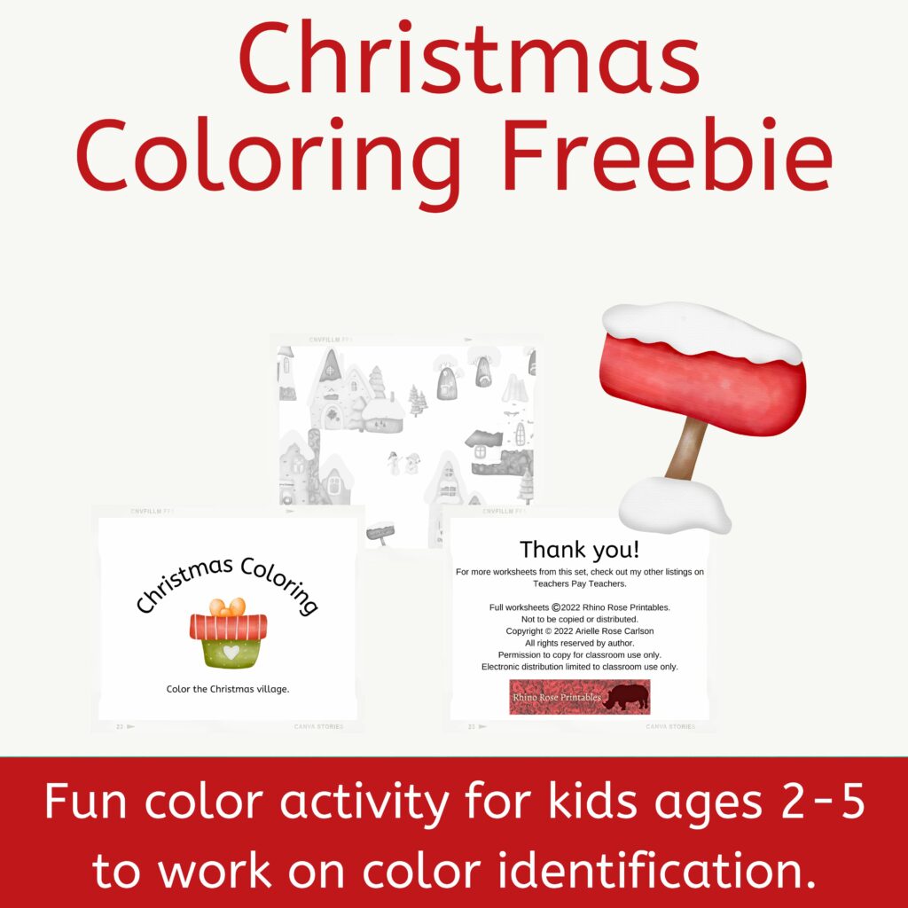 Christmas Coloring Page PreK Worksheet No Prep Freebie Christmas ...
