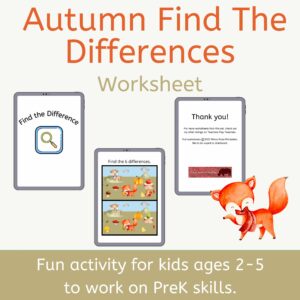 Autumn Find the Difference PreK Worksheet No Prep | Made By Teachers