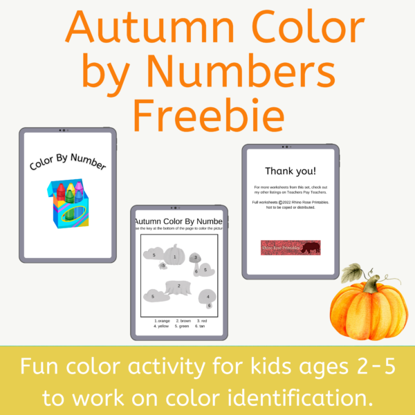 Autumn Color by Number PreK Worksheet No Prep | Made By Teachers
