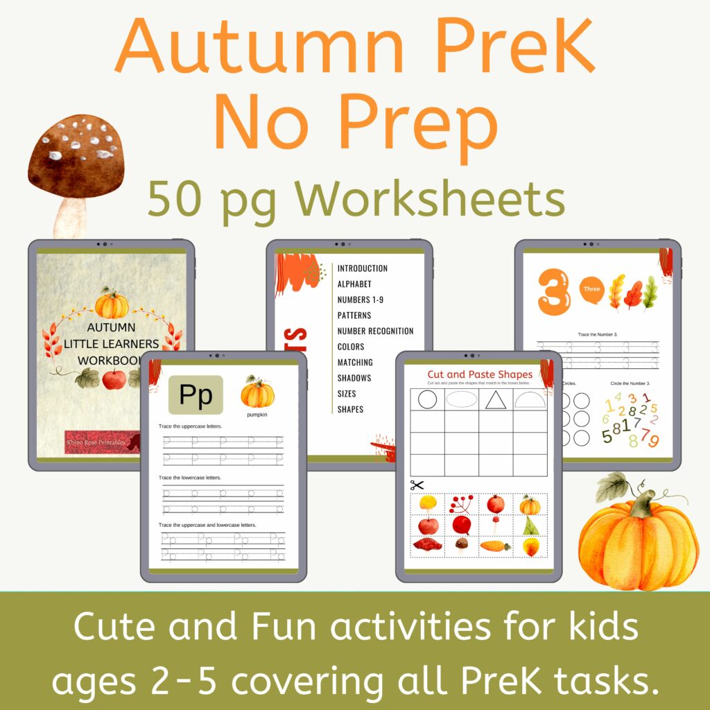 Autumn PreK No Prep Morning Work Worksheets with Pumpkins, and Leaves ...