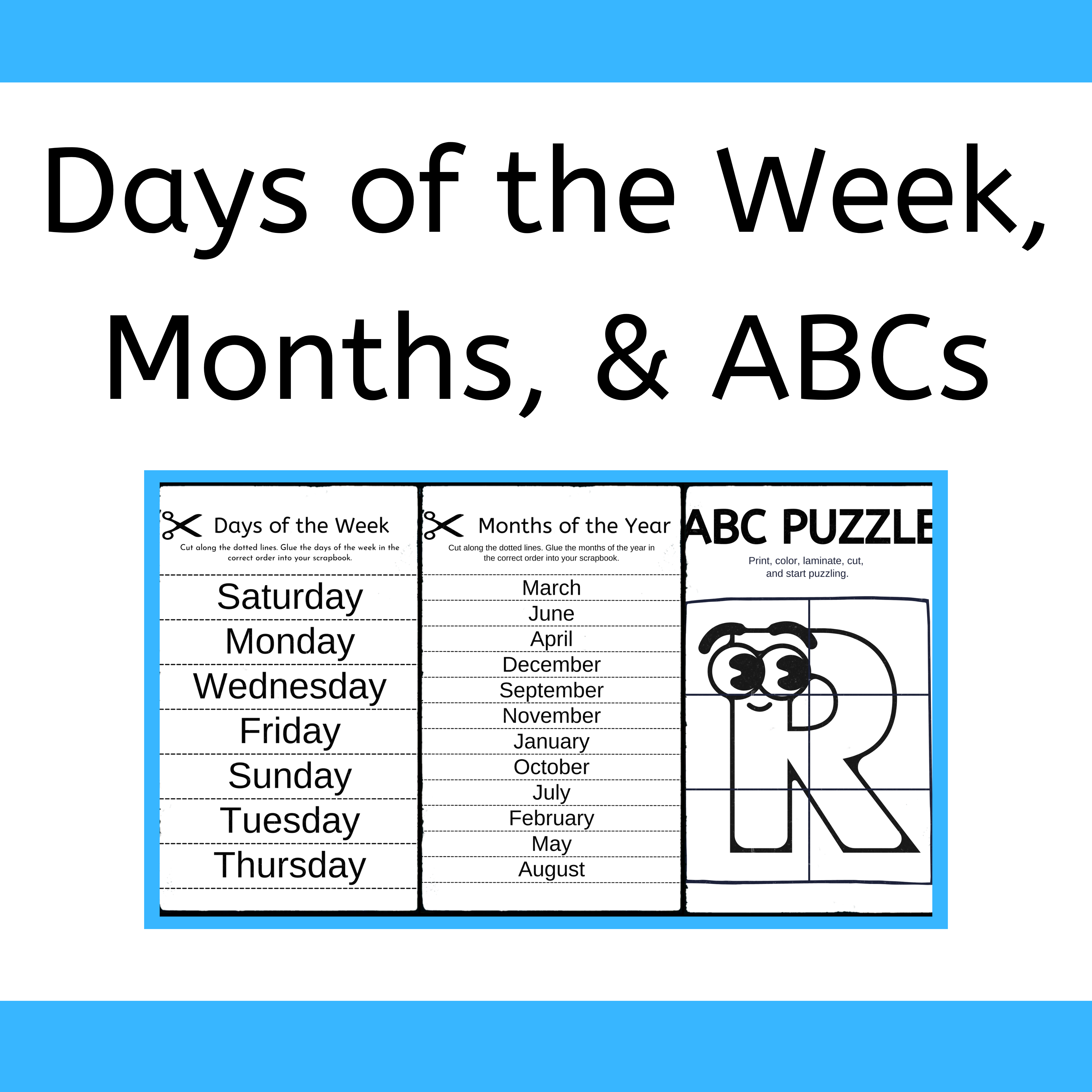 Scissor Skills Worksheets - PreK Skills (ABCs, Months, Days of the Week ...