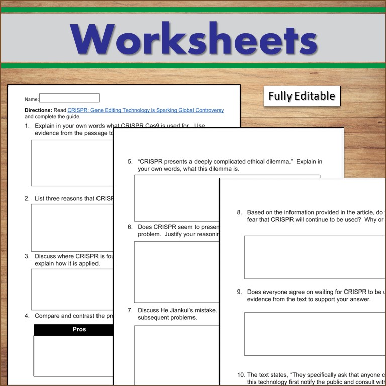 Gene Engineering CRISPR Controversy| Video, Handout, and Worksheets ...