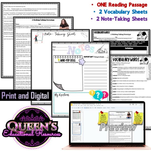 Conflict Reading Passage and Activities, Self-Esteem, Rejection, Self ...