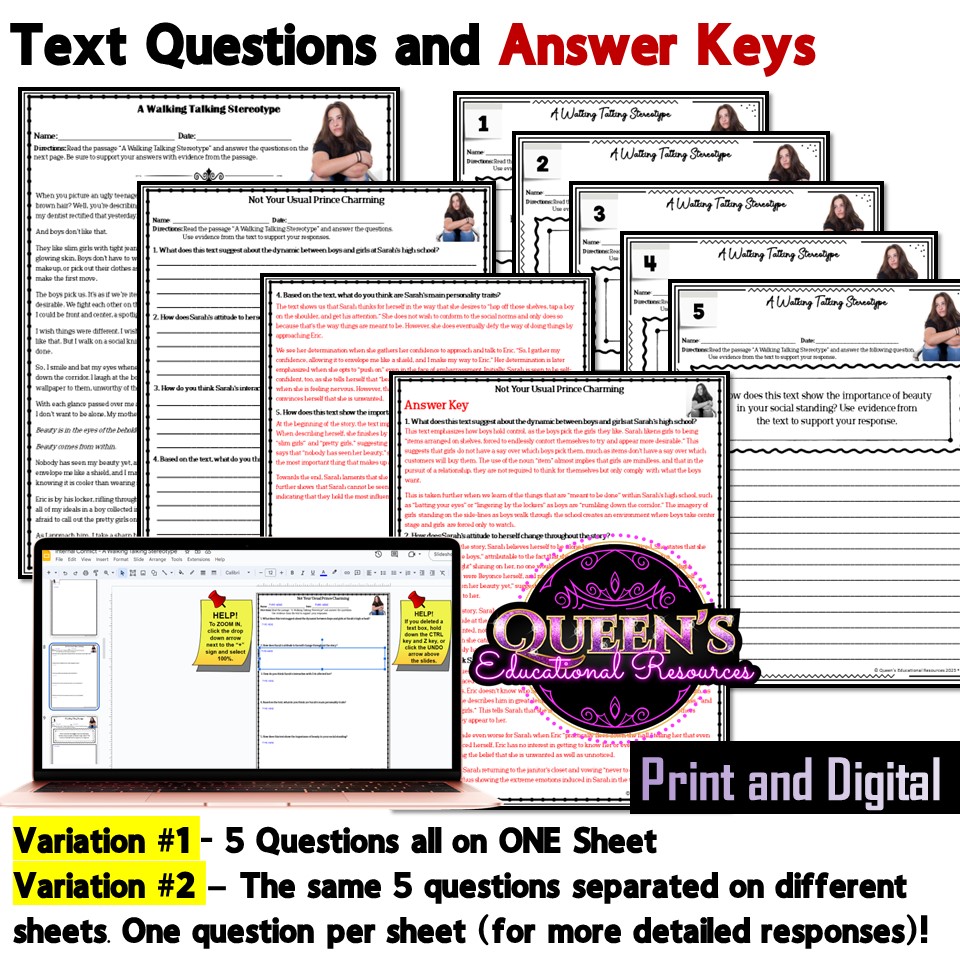 Conflict Reading Passage and Activities, Self-Esteem, Rejection, Self ...