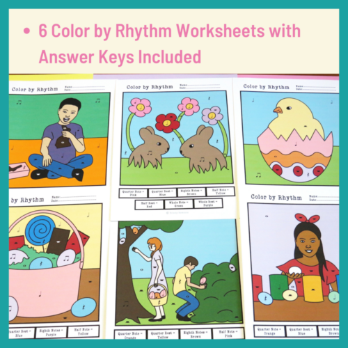 Easter Themed Color by Rhythm Worksheets | Made By Teachers