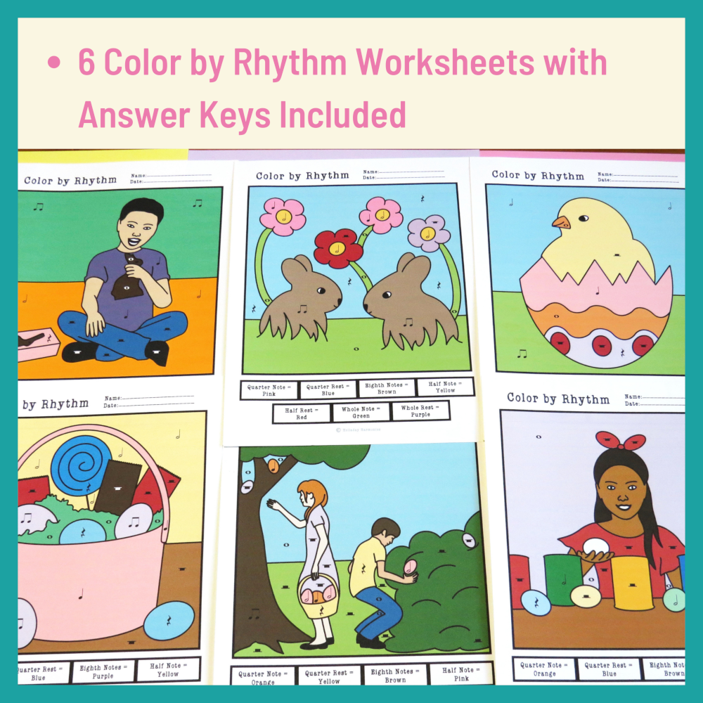 Easter Themed Color by Rhythm Worksheets | Made By Teachers