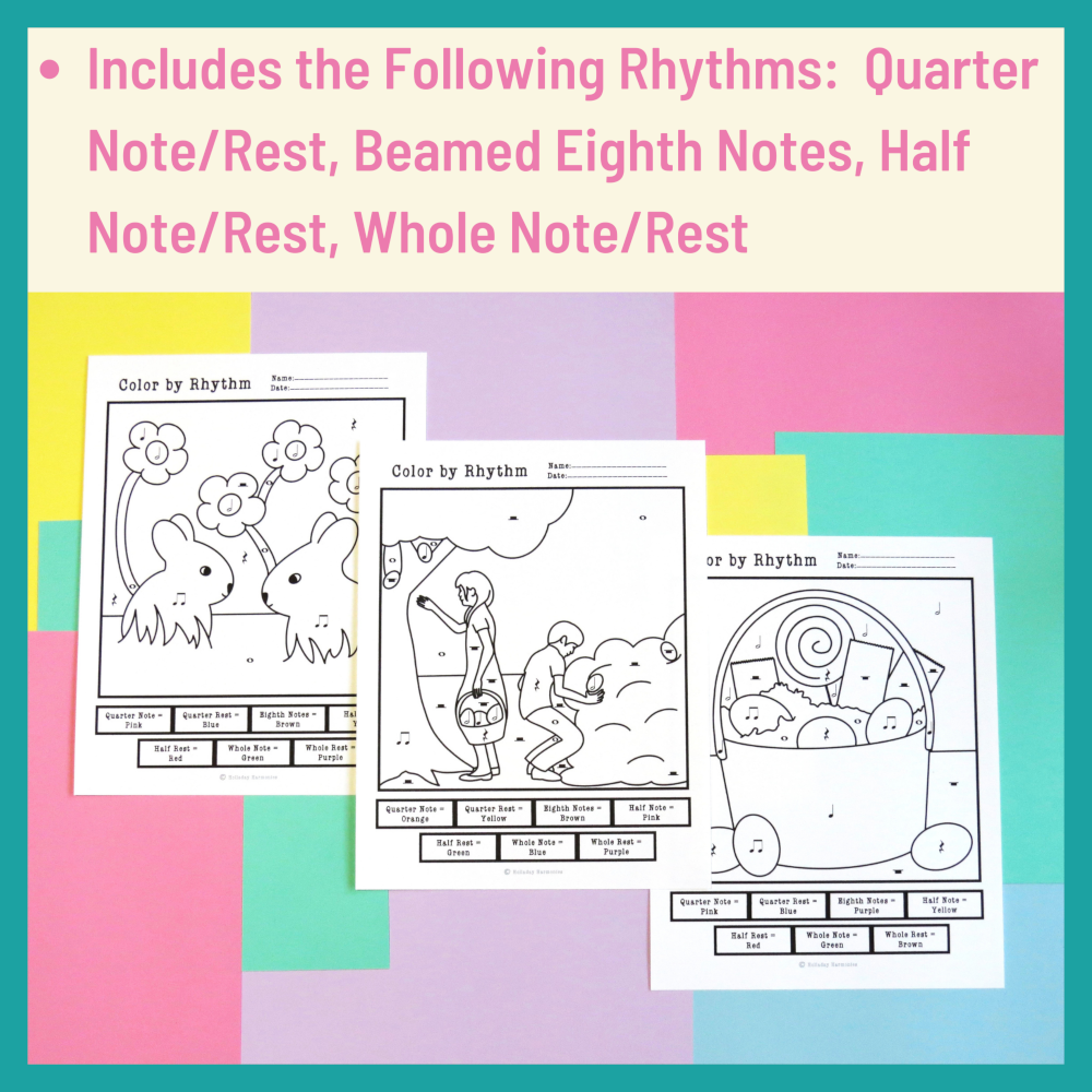 Easter Themed Color by Rhythm Worksheets | Made By Teachers
