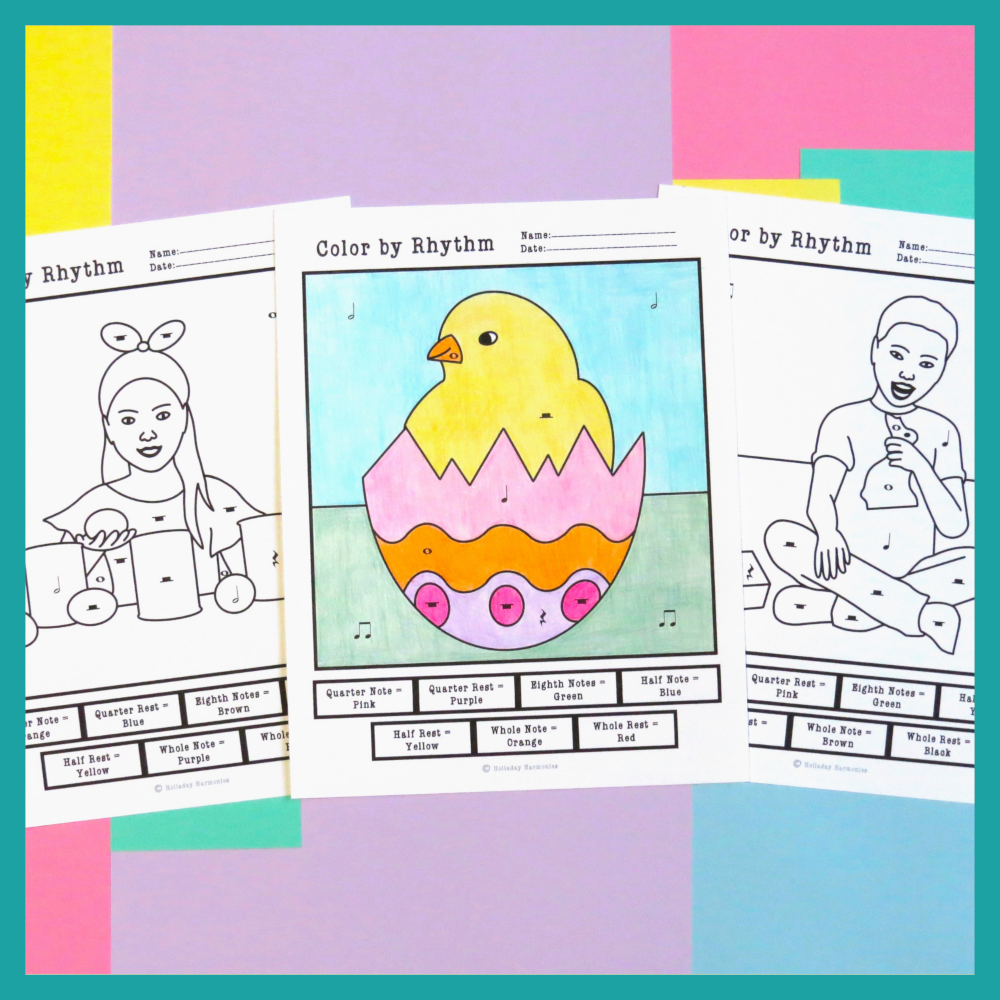 Easter Themed Color by Rhythm Worksheets | Made By Teachers