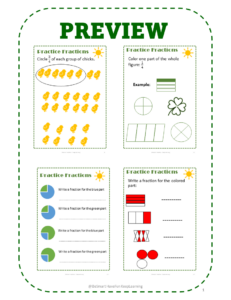 Spring Fractions Worksheets for 2nd and 3rd Grade - Halves / Thirds ...