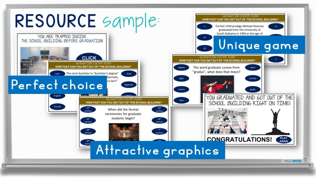 Graduation Digital Escape Room: End of School Year Trivia Fact Research ...