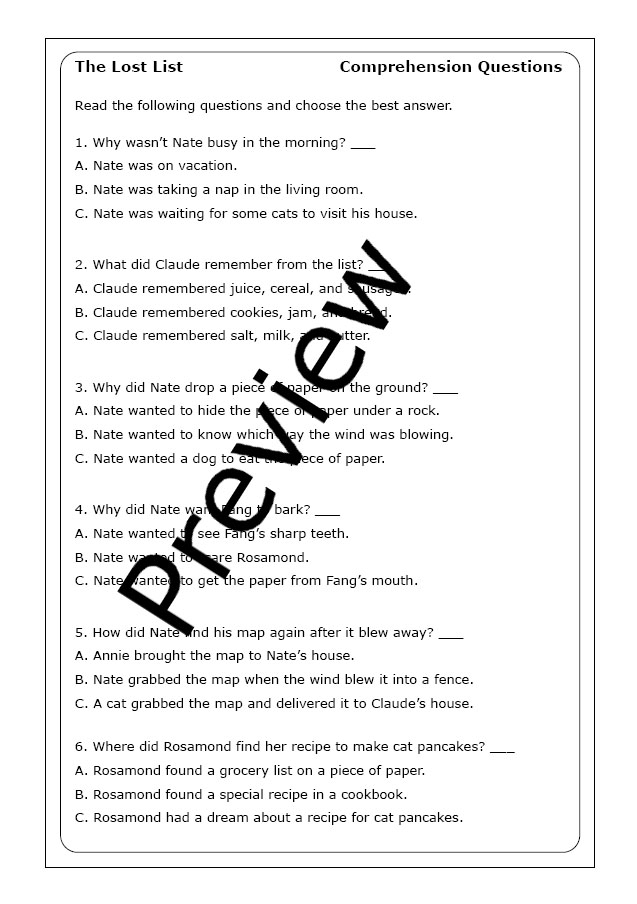 "Nate the Great and the Lost List" worksheets | Made By Teachers