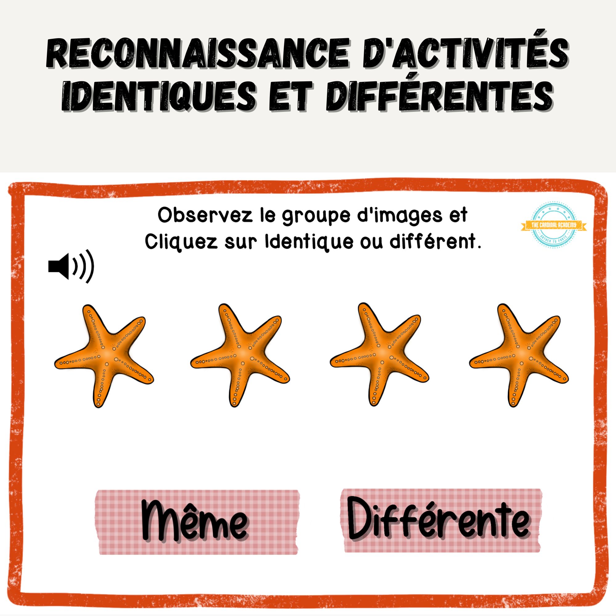 Reconnaissance d'activités identiques et différentes French Boom Cards ...