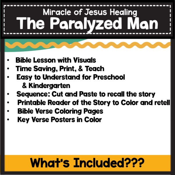 Miracle of Jesus Heals the Paralyzed Man Bible Lesson & Activities ...