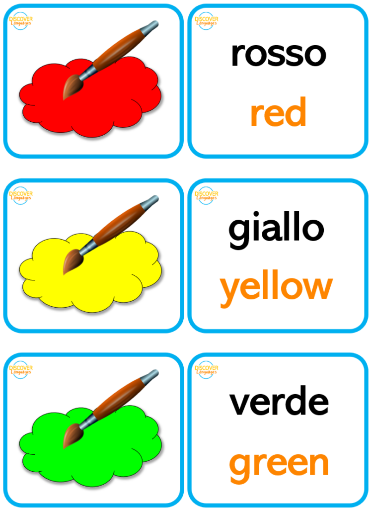 Beginner Italian Picture Flash Cards - Colours - I Colori | Made By ...