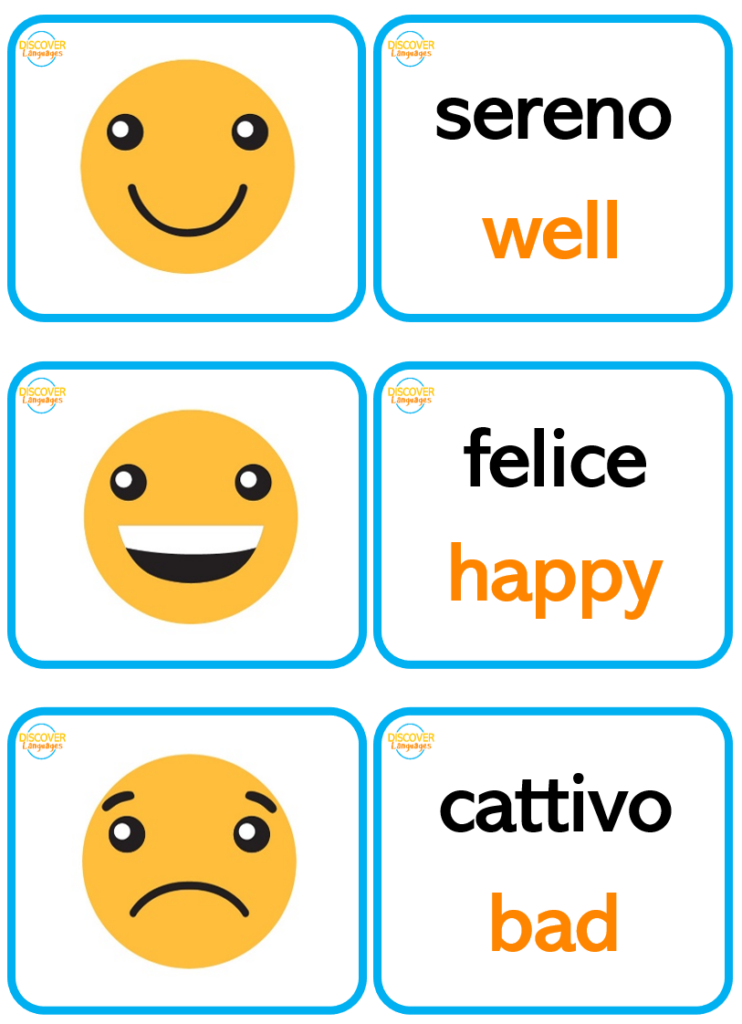 Beginner Italian Flashcards - Feelings - Sentimenti | Made By Teachers