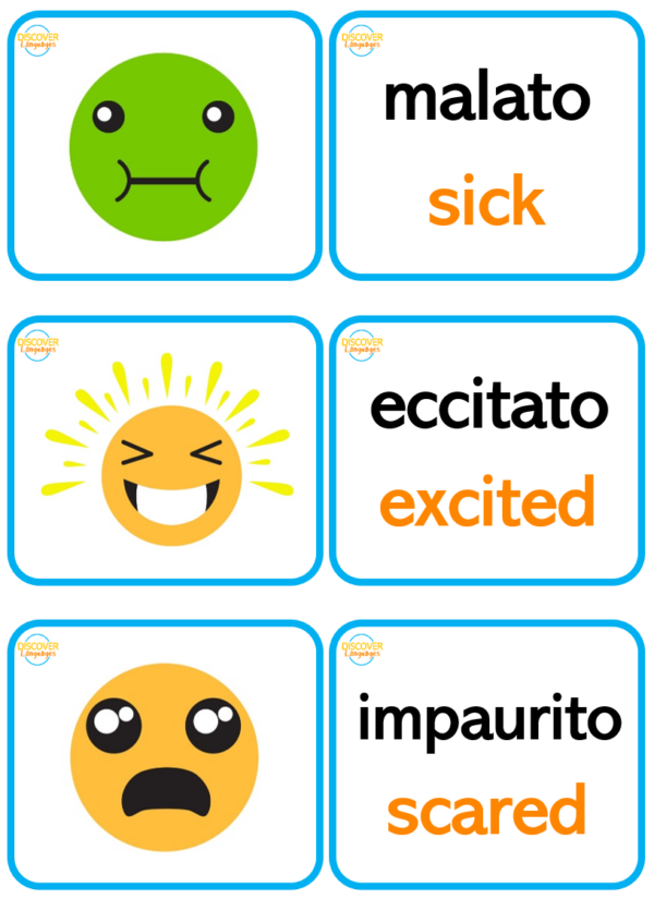 Beginner Italian Flashcards - Feelings - Sentimenti | Made By Teachers