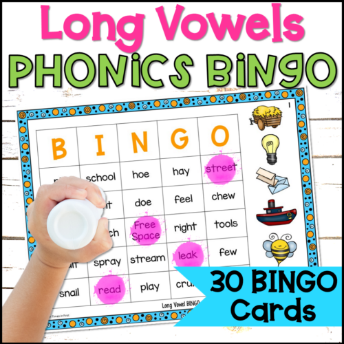Long Vowel Bingo Games - No Prep Phonics Games - Phonics Bingo with 3 ...