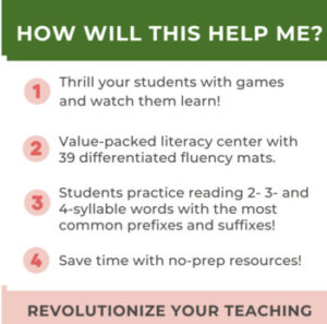 Multisyllabic Word Lists - Prefix and Suffix Games Fluency Mats | Made ...