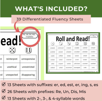 Multisyllabic Word Lists - Prefix and Suffix Games Fluency Mats | Made ...