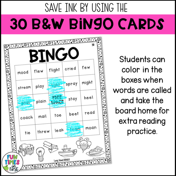 Long Vowel Bingo Games - No Prep Phonics Games - Phonics Bingo with 3 ...