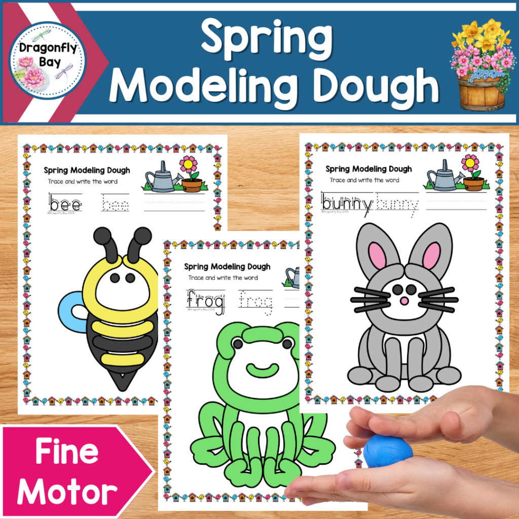 Spring Vocabulary Fine Motor Modeling Dough Trace and Write | Made By ...