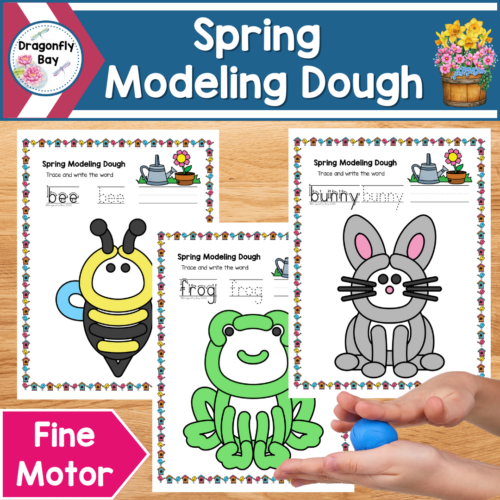 Spring Vocabulary Fine Motor Modeling Dough Trace and Write | Made By ...