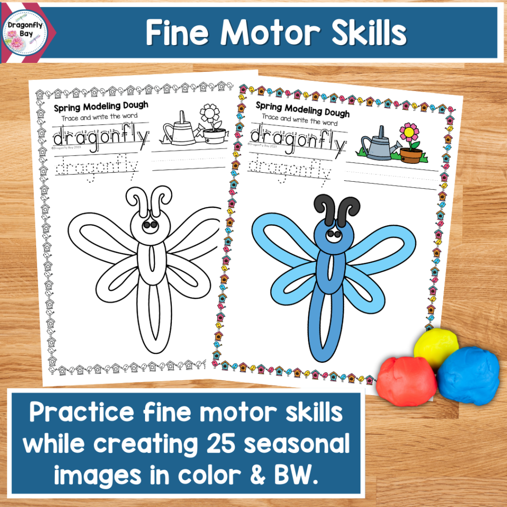Spring Vocabulary Fine Motor Modeling Dough Trace and Write | Made By ...