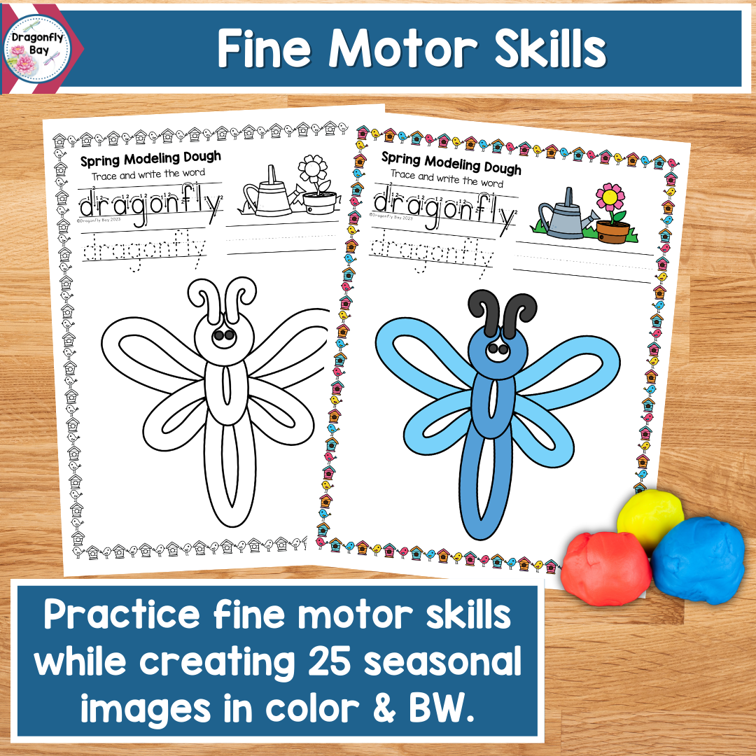 Spring Vocabulary Fine Motor Modeling Dough Trace and Write | Made By ...