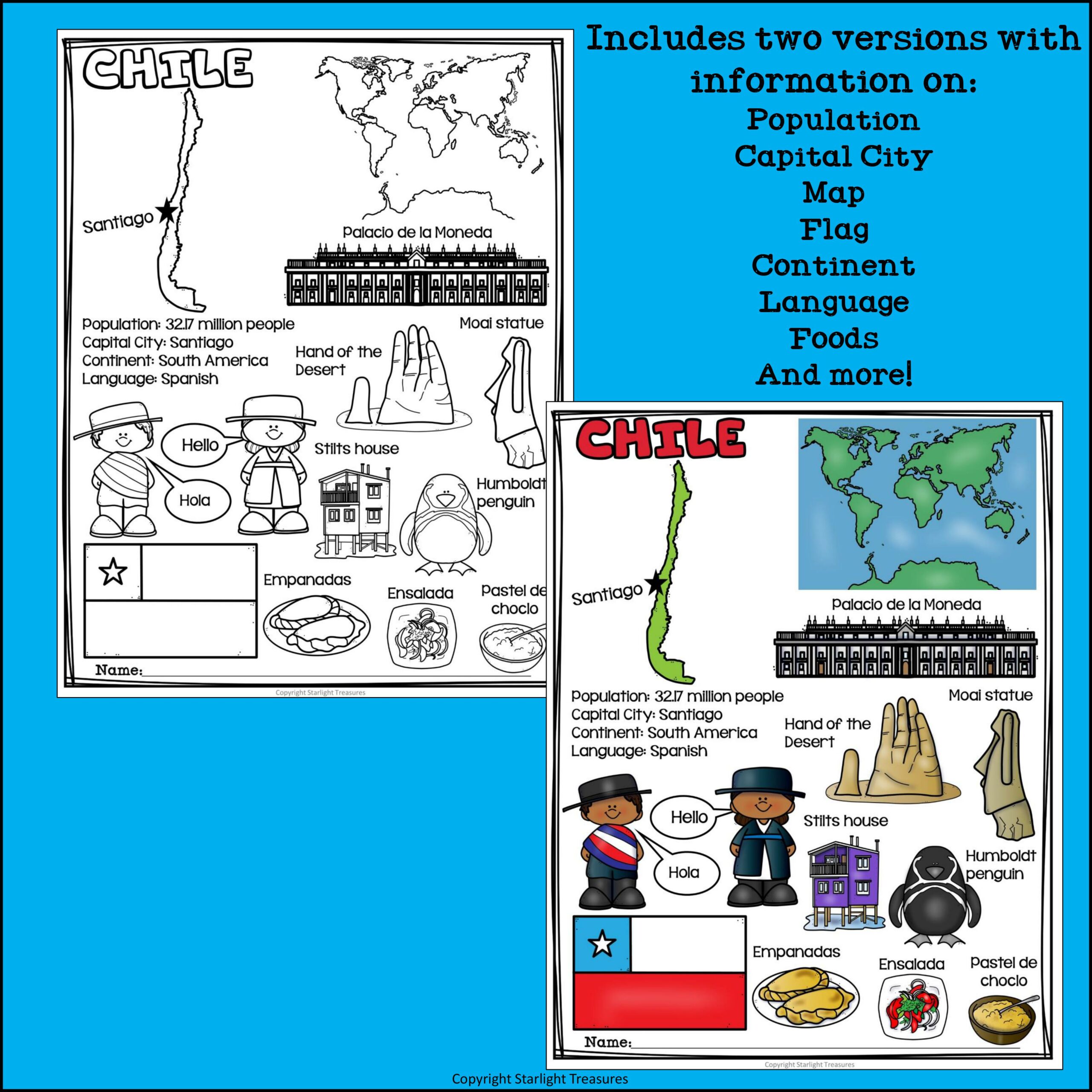 Chile Fact Sheet for Early Readers | Made By Teachers
