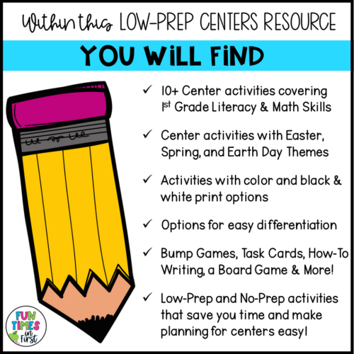 April Center Activities for 1st Grade - Math and Literacy Centers ...