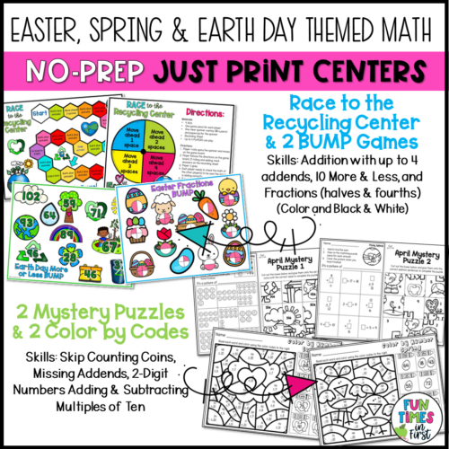 April Center Activities for 1st Grade - Math and Literacy Centers ...