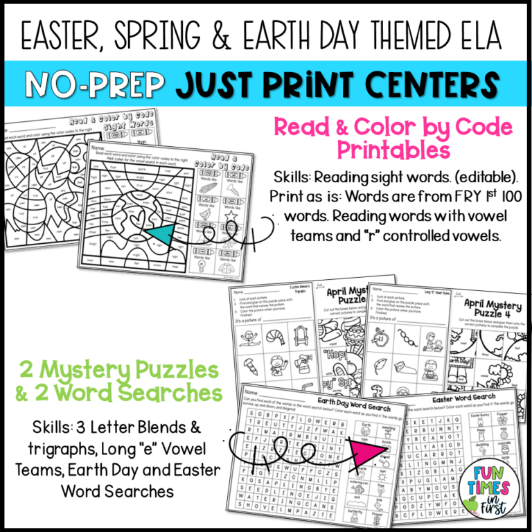 April Center Activities for 1st Grade - Math and Literacy Centers ...