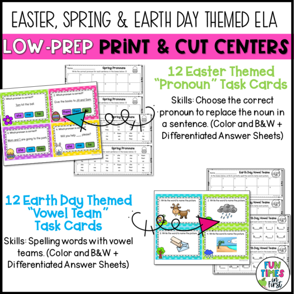 April Center Activities for 1st Grade - Math and Literacy Centers ...