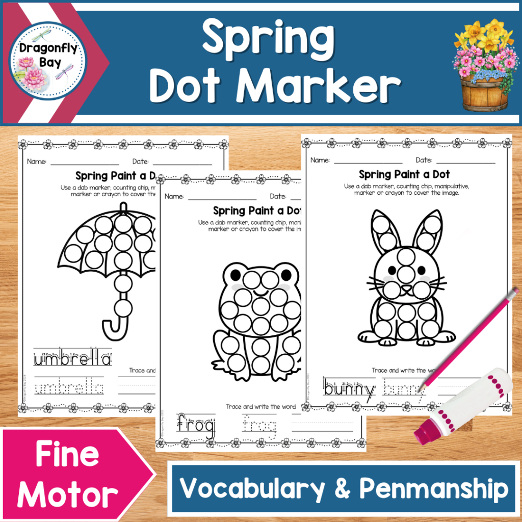 Spring Vocabulary Fine Motor Dot Marker Trace and Write | Made By Teachers