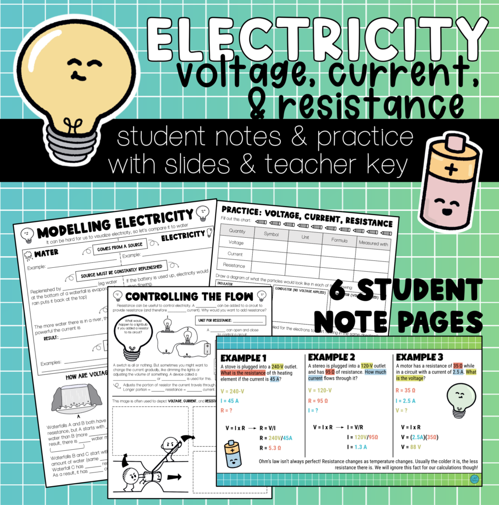 Voltage, Current, and Resistance (Ohm's Law) Notes & Practice | Made By ...