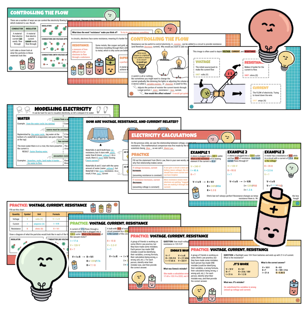 Voltage, Current, and Resistance (Ohm's Law) Notes & Practice | Made By ...