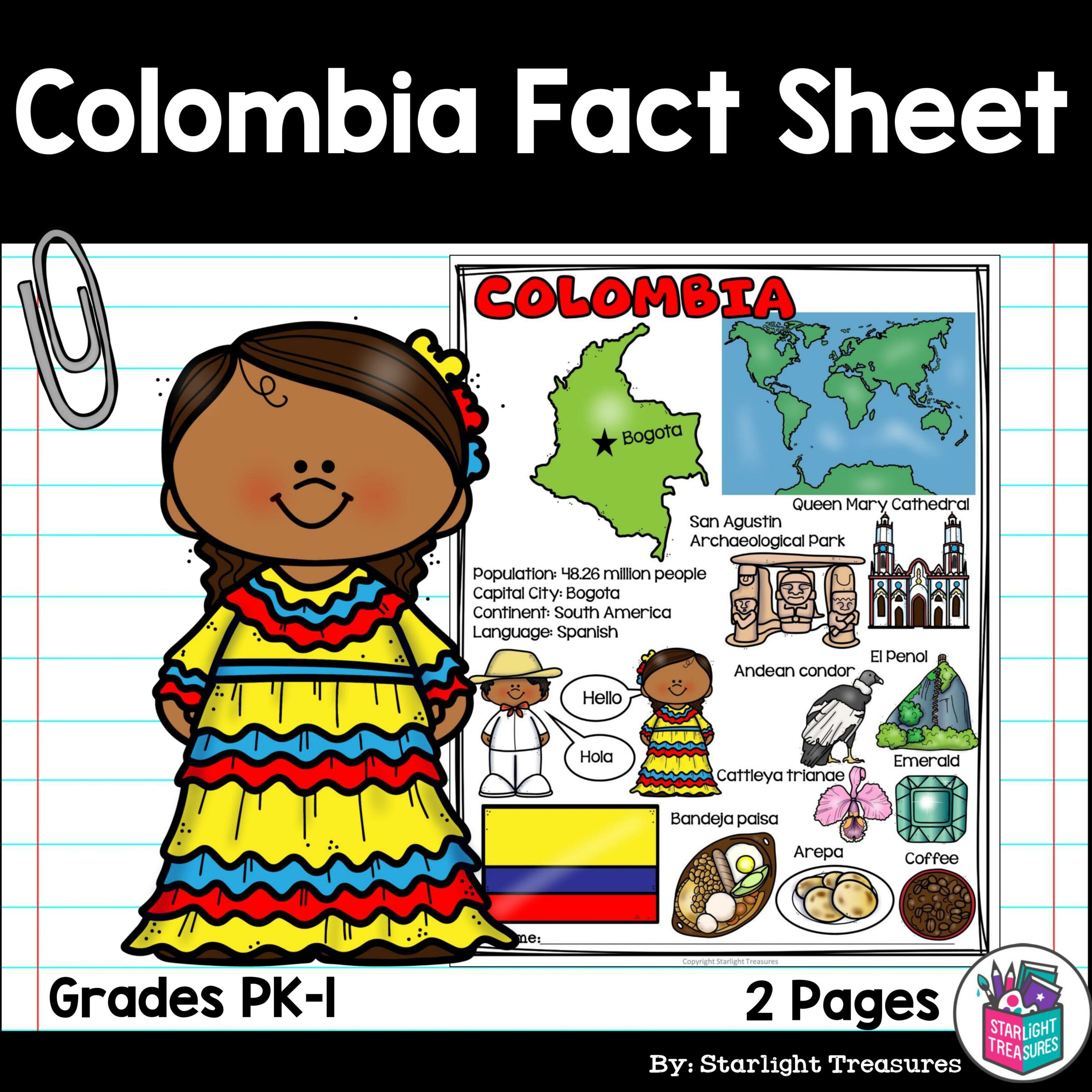 Colombia Fact Sheet for Early Readers | Made By Teachers