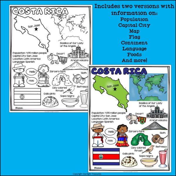 Costa Rica Fact Sheet for Early Readers | Made By Teachers