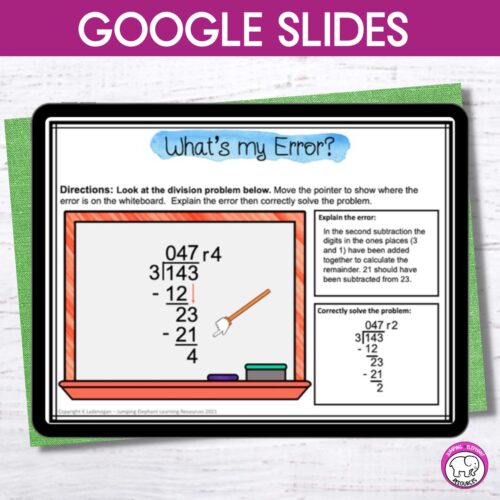 Error Analysis Long Division with Remainders Google Slides , Task Cards ...