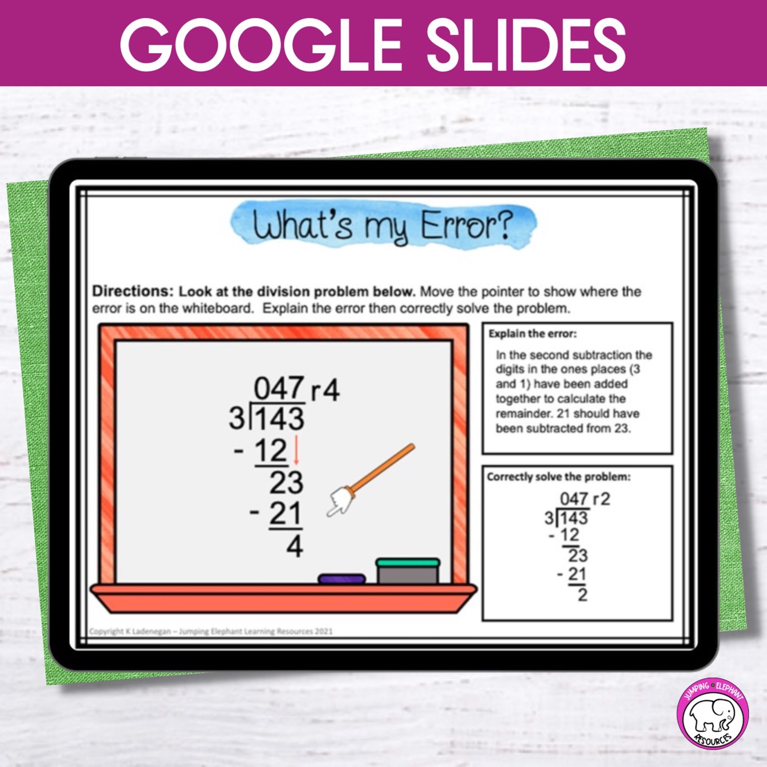 Error Analysis Long Division With Remainders Google Slides Task Cards Error Analysis Long Division With Remainders Google Slides Task Cards