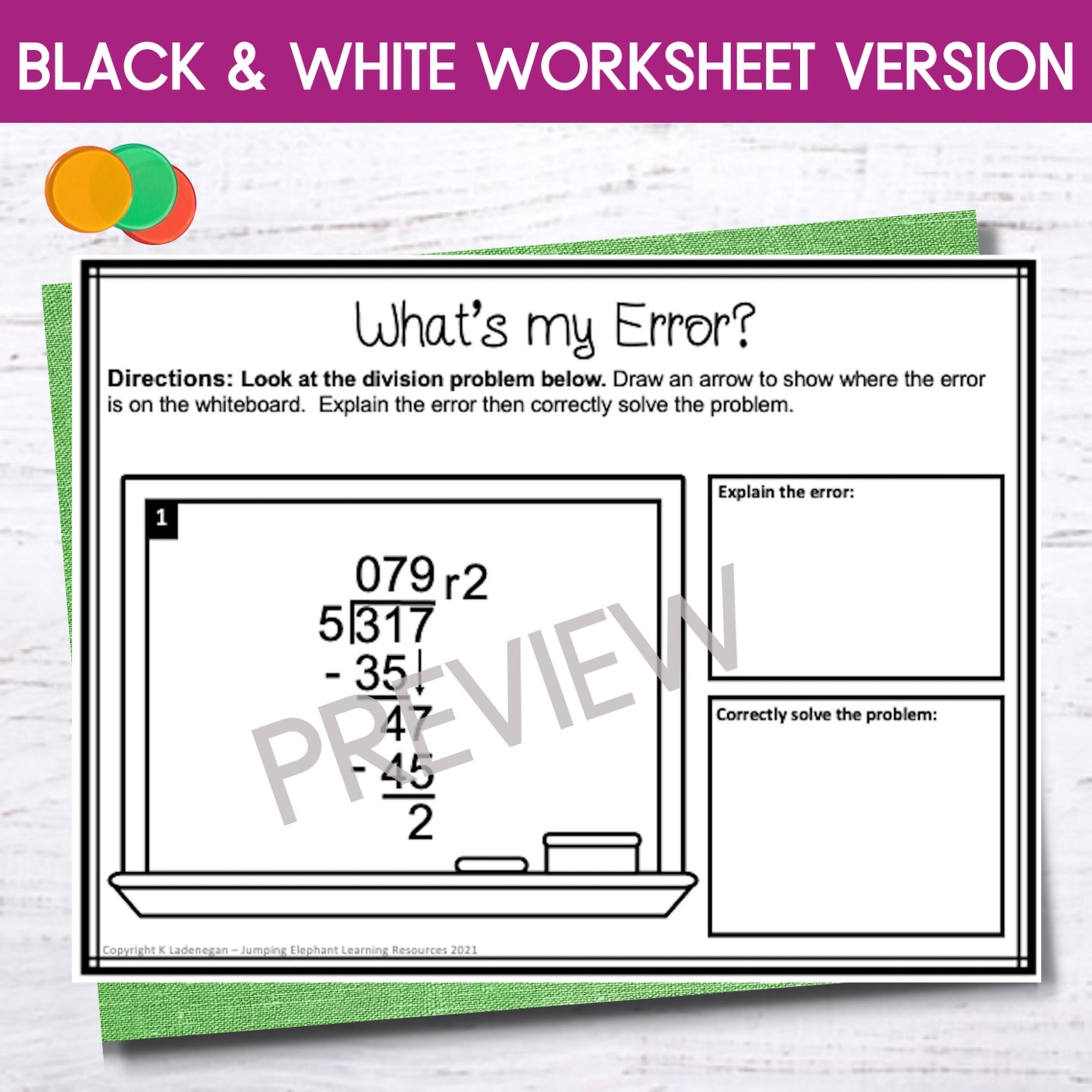 Error Analysis Long Division with Remainders Google Slides , Task Cards ...