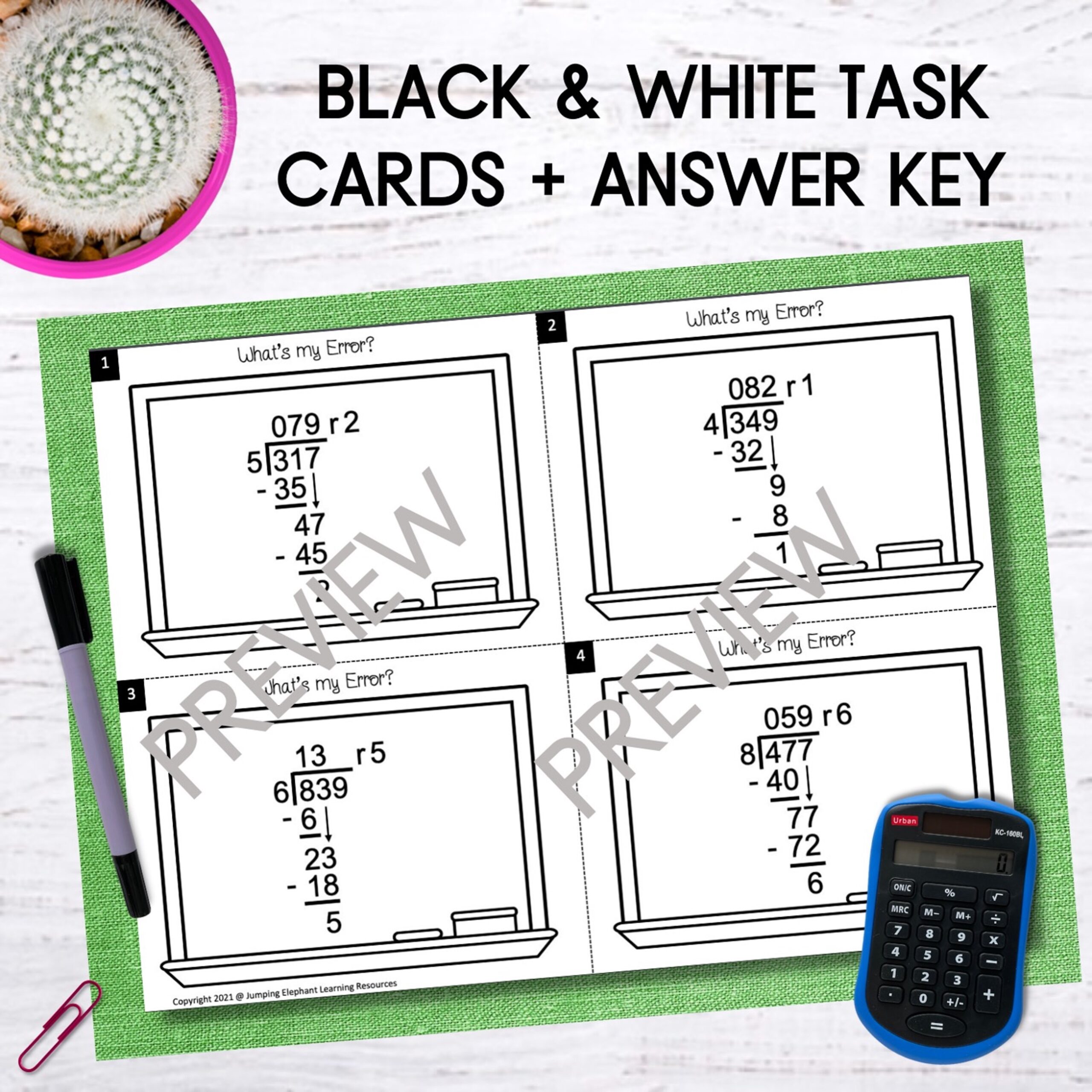 Error Analysis Long Division with Remainders Google Slides , Task Cards ...