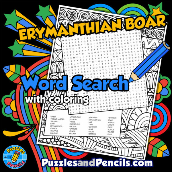 Twelve Labors of Hercules Word Search Puzzle with Coloring ...