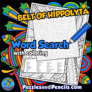 Twelve Labors of Hercules Word Search Puzzle with Coloring | Belt of ...